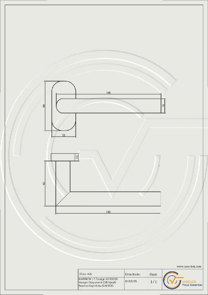 KF300/SS Yangın Dayanımlı Kapı Kolu Modelleri | KAREKÖK Proje : Karekök ...